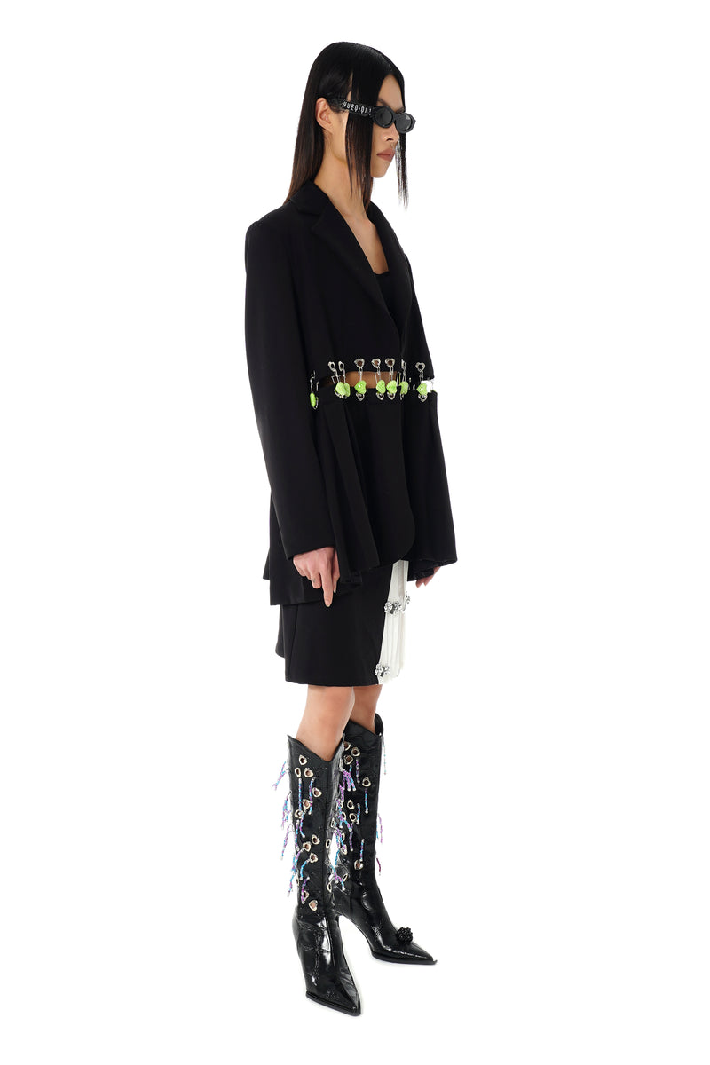 SAFETY PINS SUIT JACKET (BLACK) – YUEQI QI